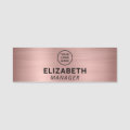 Modern Company Logo Brushed Rose Gold Name Tag | Zazzle