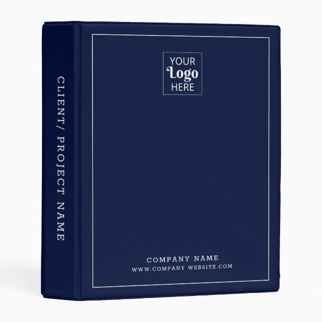 Modern Company Logo Business Name Navy Blue Mini Binder | Zazzle