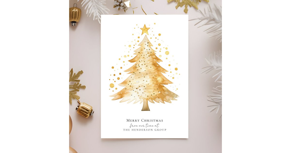 Modern Company Logo Merry Christmas Tree Holiday Card | Zazzle