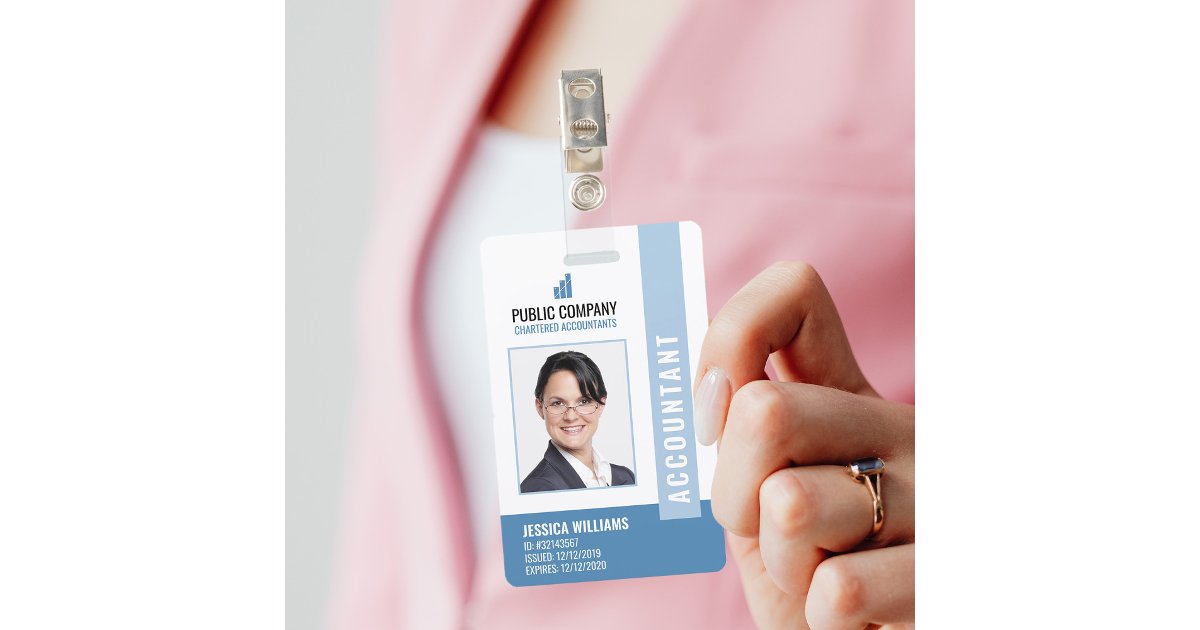 Modern Company Logo Photo Employee ID Badge | Zazzle
