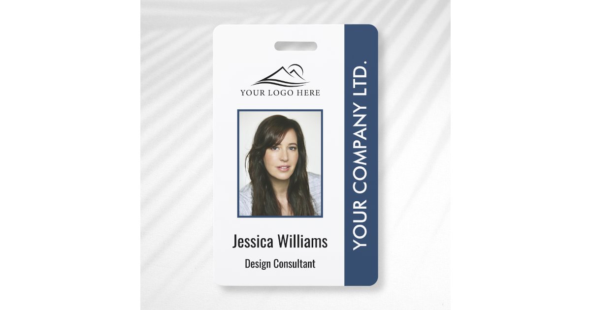 Modern Company Logo Photo Employee ID Badge | Zazzle
