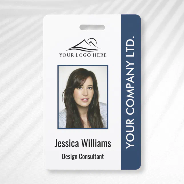 Modern Company Logo Photo Employee ID Name Tag Badge | Zazzle