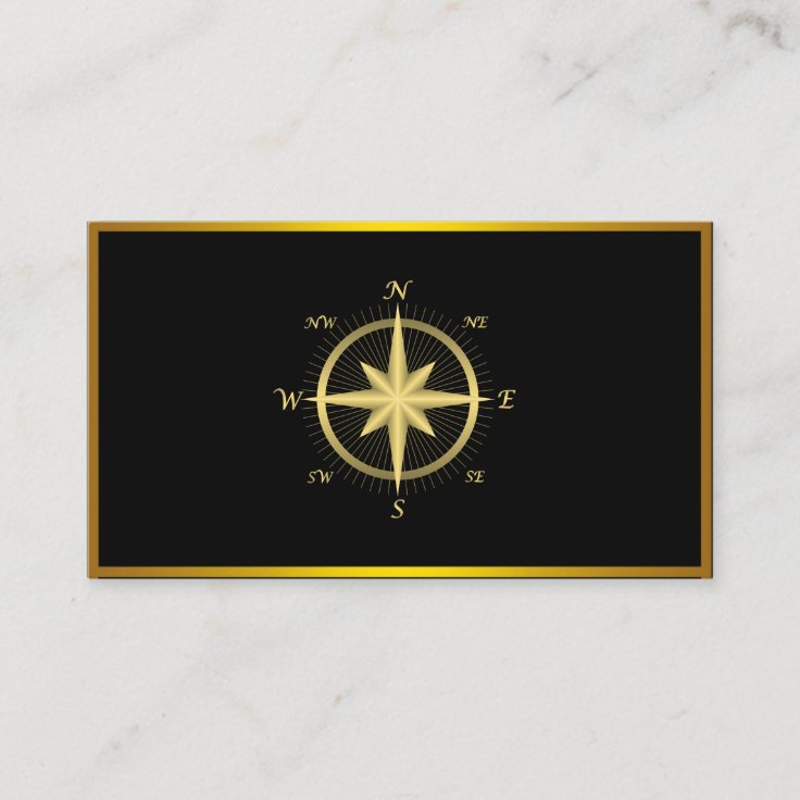 Modern Compass Gold Nautical Business Card | Zazzle