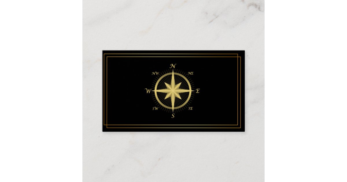 Modern Compass Gold Nautical Business Card | Zazzle