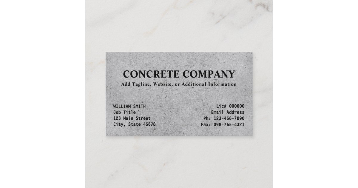 Modern Concrete Construction Company Business Card | Zazzle
