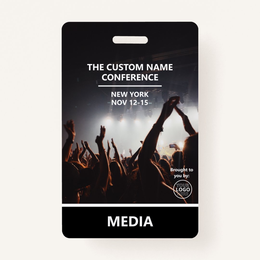 Modern Conference Media Access Pass QR Code Custom Badge | Zazzle