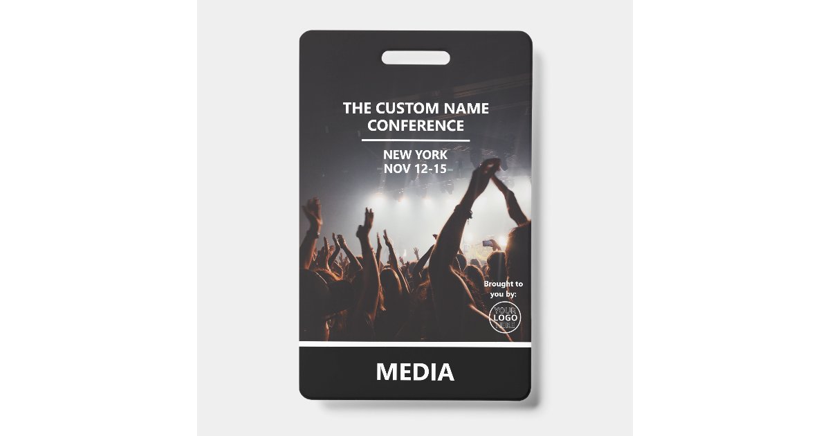 Modern Conference Media Access Pass QR Code Custom Badge | Zazzle