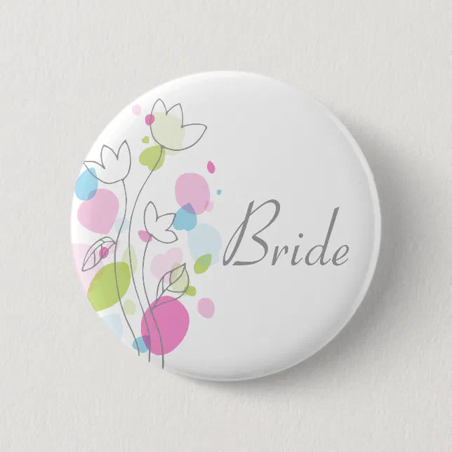 Modern Confetti bride wedding pin / button | Zazzle