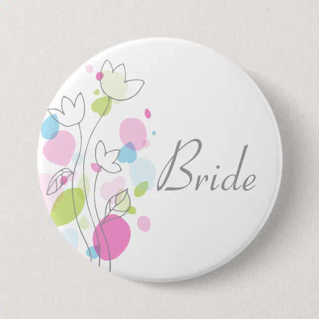 Modern Confetti bride wedding pin / button | Zazzle