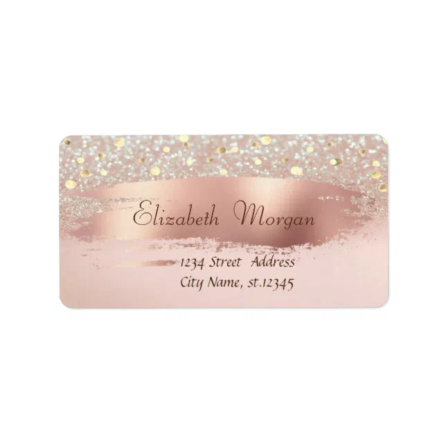 Modern Confetti, Brush Stroke, Glitter Bokeh Label | Zazzle