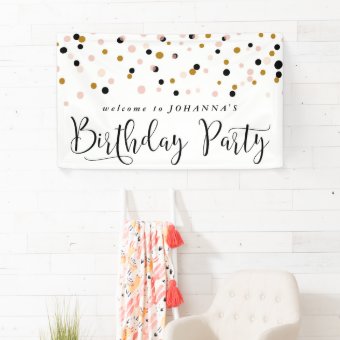 Modern Confetti Dots Birthday Party Banner | Zazzle