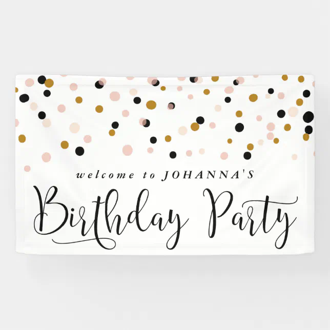Modern Confetti Dots Birthday Party Banner | Zazzle