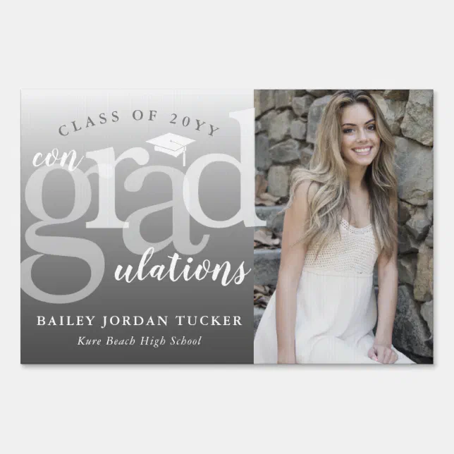 Modern "conGRADulations" Gray Graduation Party Sign | Zazzle