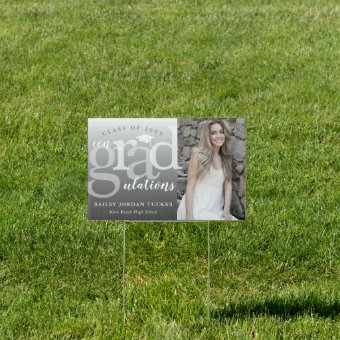 Modern "conGRADulations" Gray Graduation Party Sign | Zazzle