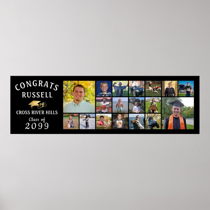 Modern CONGRATS GRAD 18 Photo Collage Poster | Zazzle.com