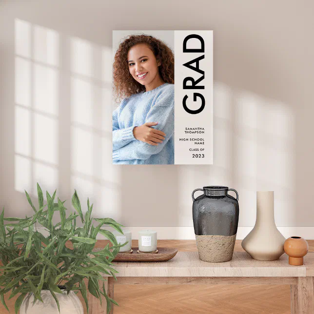 Modern Congrats Grad Photo Name 2024 Graduation Poster | Zazzle