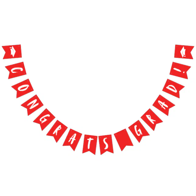 Modern Congrats Grad Red Graduation Bunting Flags | Zazzle