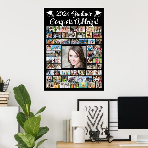 Modern Congrats Graduate 59 Photo Collage Custom Poster | Zazzle