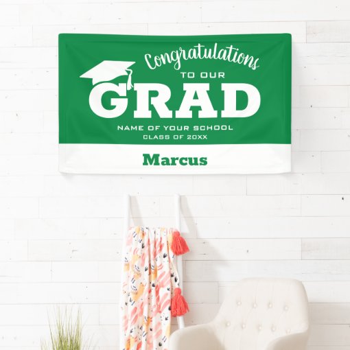 Modern Congratulations Grad Green Banner | Zazzle