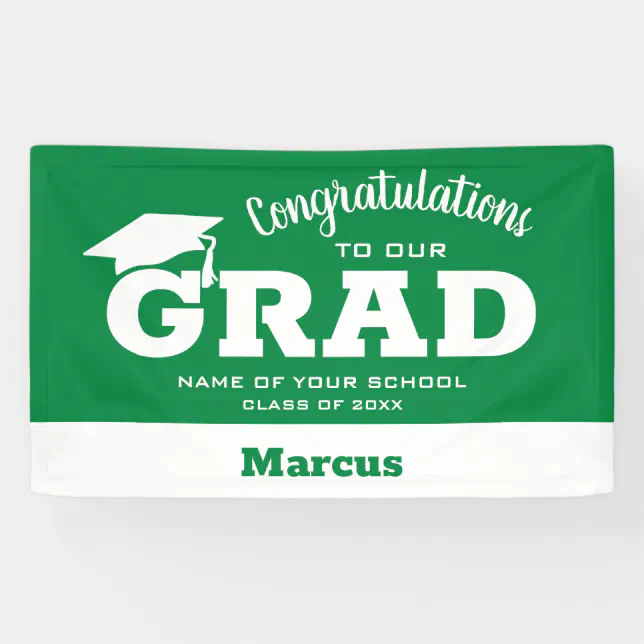 Modern Congratulations Grad Green Banner | Zazzle