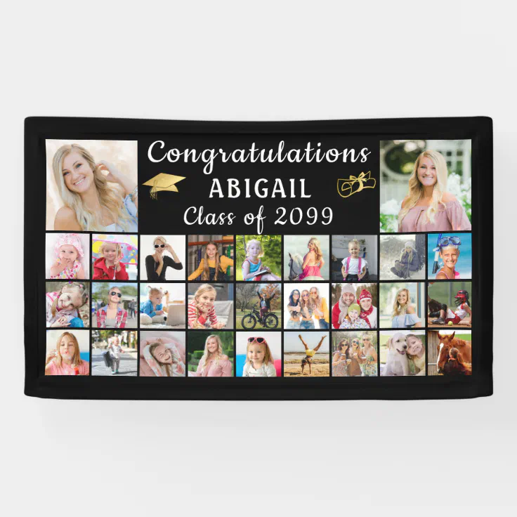 Modern Congratulations Graduate 29 Photo Collage Banner | Zazzle