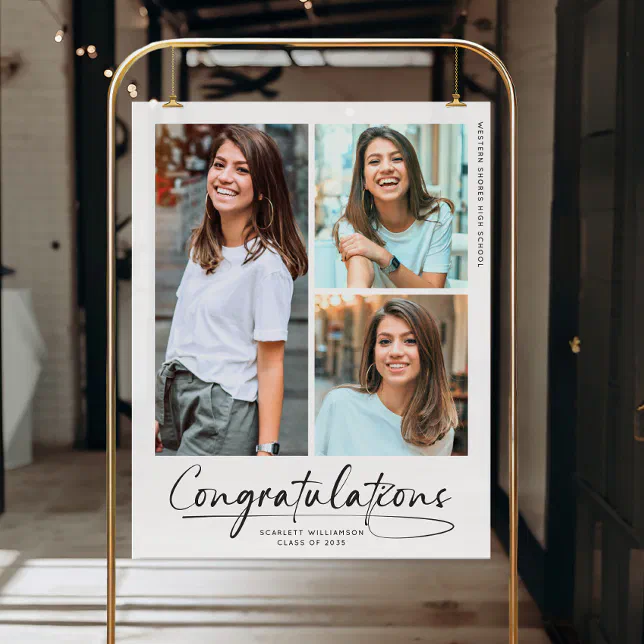 Modern Congratulations Graduate 3 Photo Collage Foam Board | Zazzle