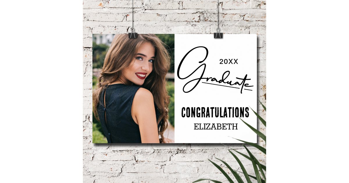 Modern Congratulations Graduate Photo Poster | Zazzle