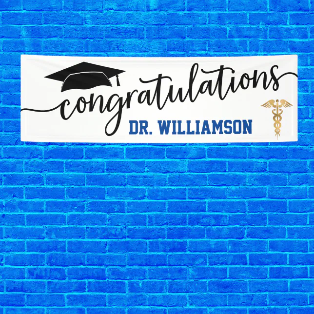 Modern Congratulations Graduation Medical Doctor Banner | Zazzle