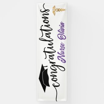 Modern Congratulations Graduation Medical Nurse Banner | Zazzle