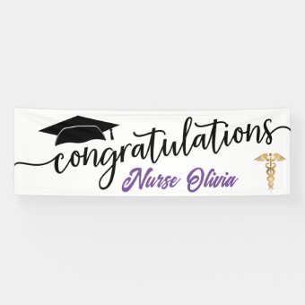 Modern Congratulations Graduation Medical Nurse Banner | Zazzle