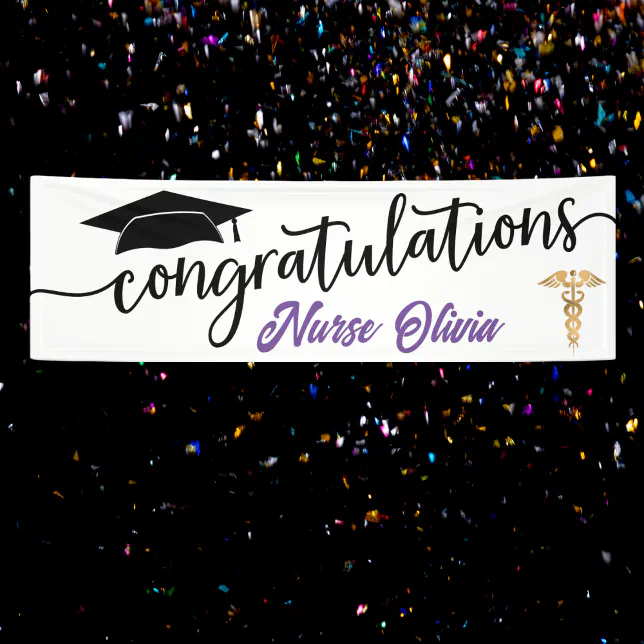 Modern Congratulations Graduation Medical Nurse Banner | Zazzle