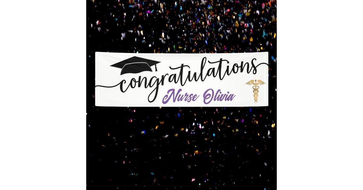 Modern Congratulations Graduation Medical Nurse Banner | Zazzle
