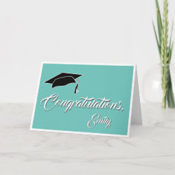 Modern Congratulations Turquoise Graduation Card | Zazzle