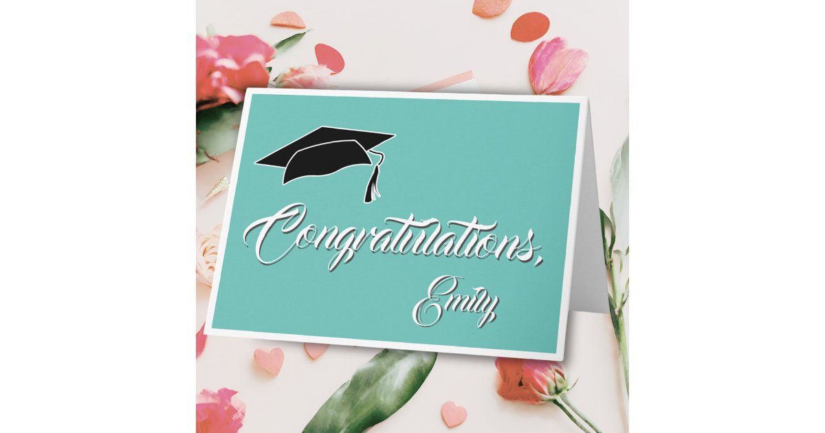Modern Congratulations Turquoise Graduation Card | Zazzle