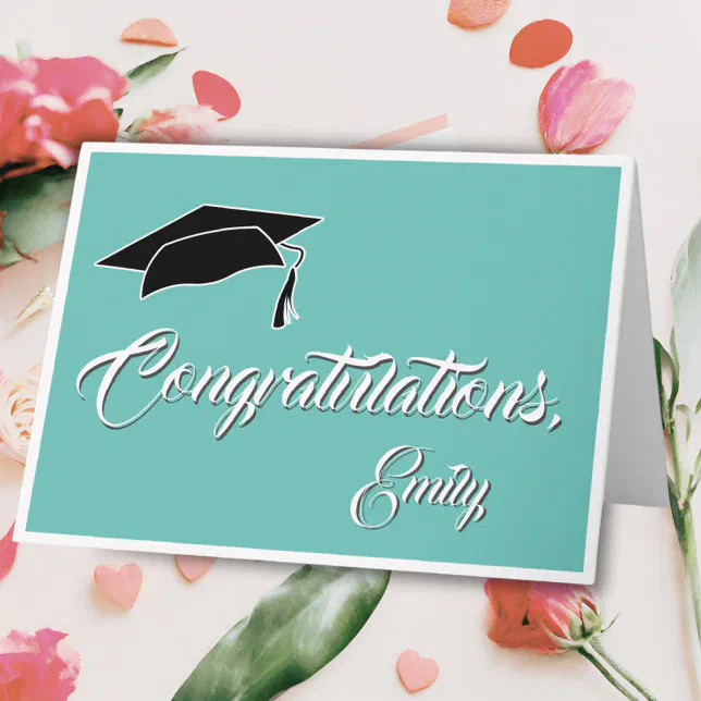 Modern Congratulations Turquoise Graduation Card | Zazzle