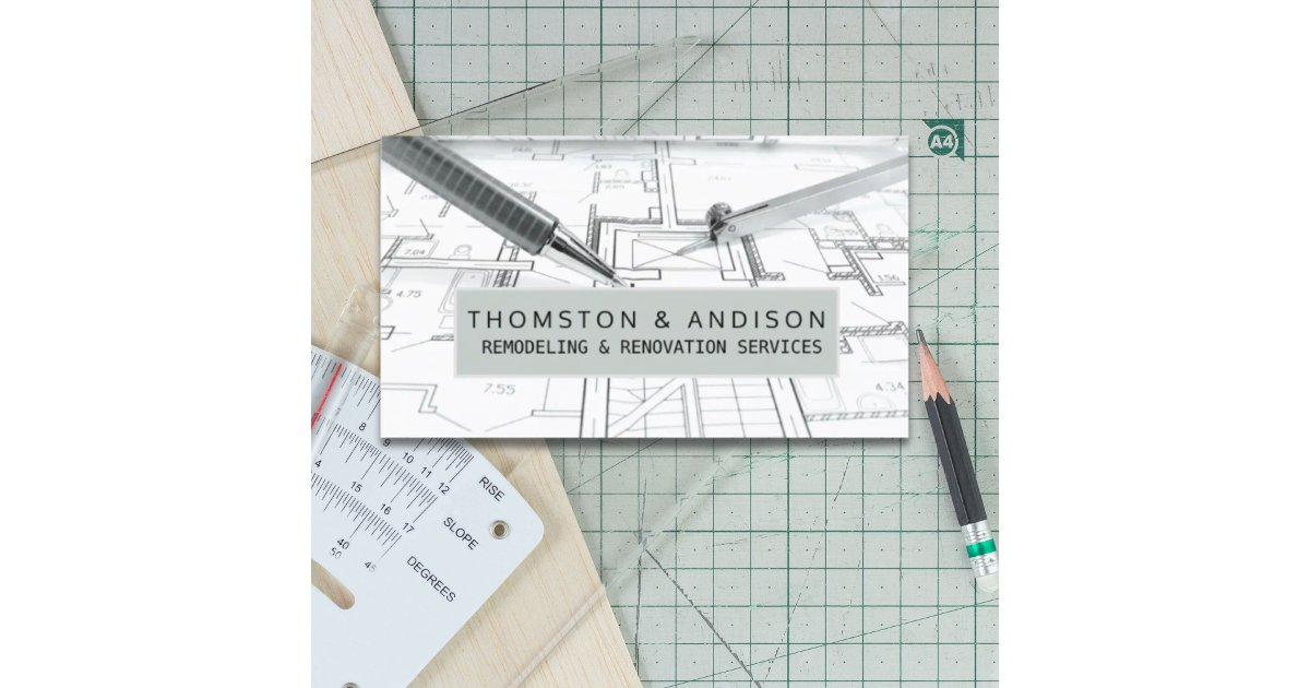 Modern Construction Builder Contractor Architect Business Card | Zazzle