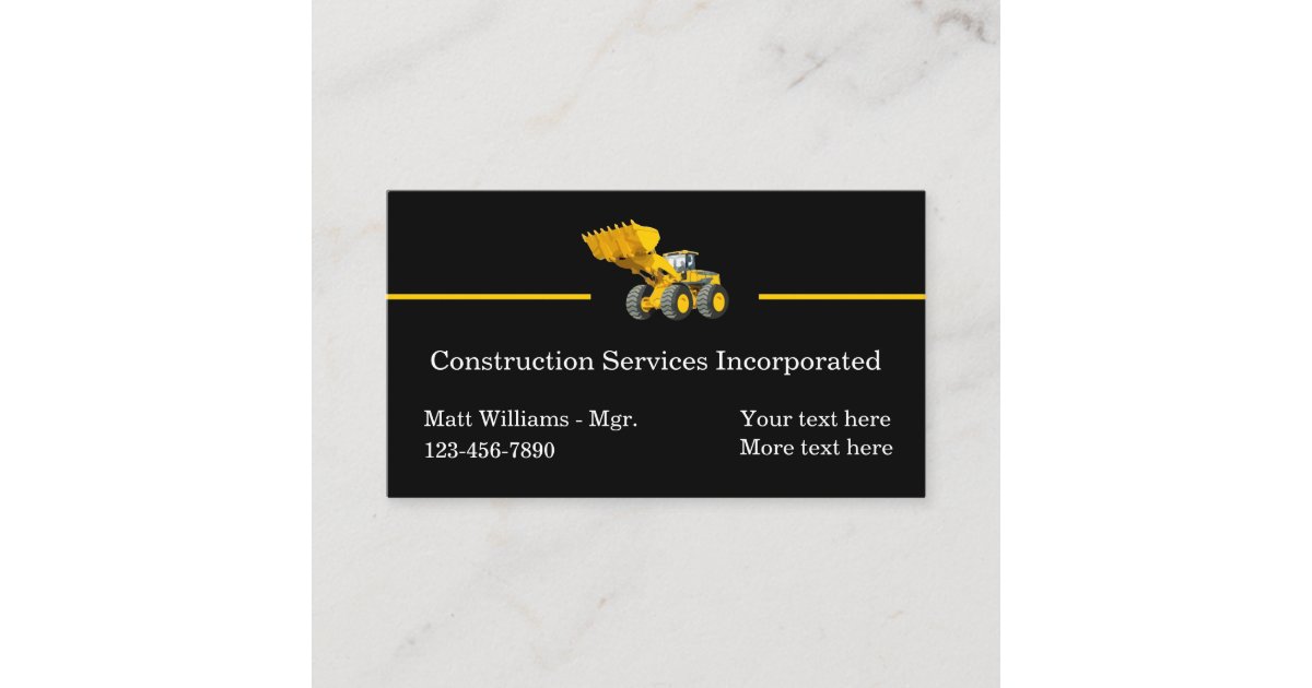 Modern Construction Digging Service Business Card | Zazzle