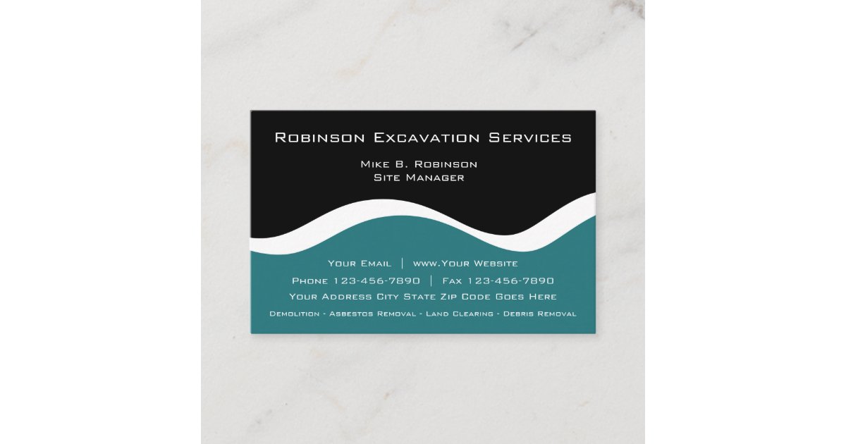 Modern Construction Excavation Services Business Card | Zazzle