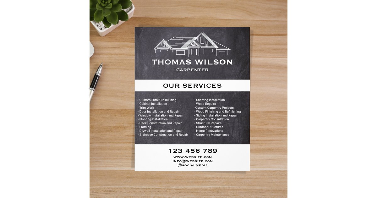 Modern Construction Handyman Carpenter Tools Flyer | Zazzle