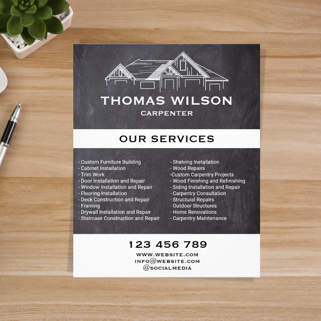 Modern Construction Handyman Carpenter Tools Flyer | Zazzle