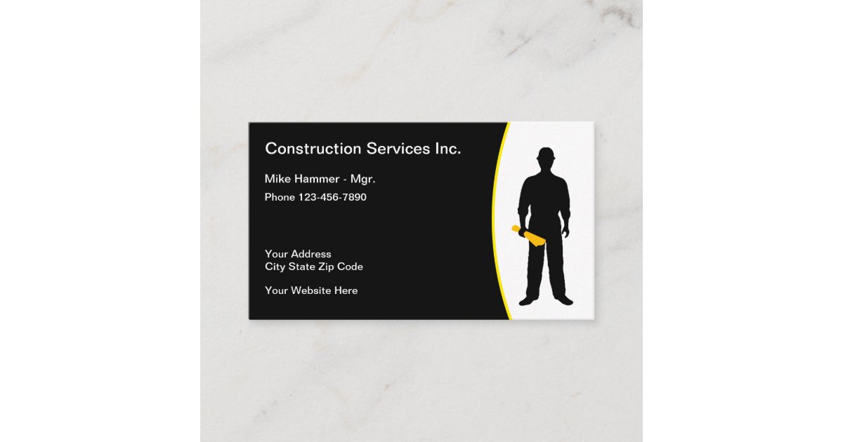 Modern Construction Services Business Card | Zazzle