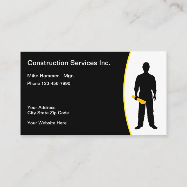 Modern Construction Services Business Card | Zazzle