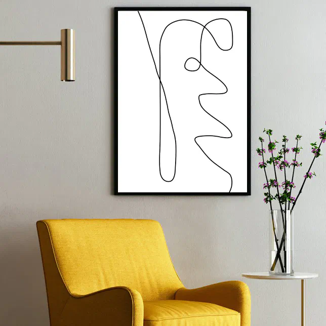 Modern Contemporary Abstract Line Art Black White Poster | Zazzle