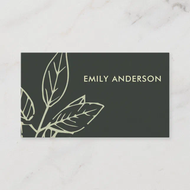MODERN CONTEMPORARY BLACK RUST BROWN LEAVES BUSINESS CARD | Zazzle