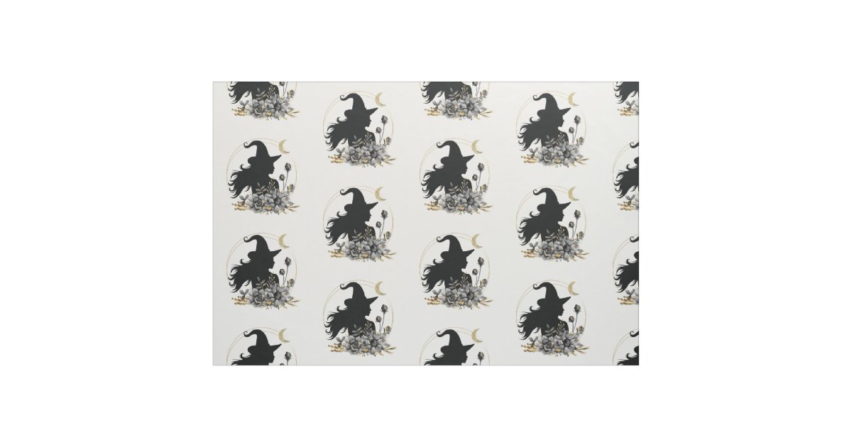 Modern contemporary Halloween witch Fabric | Zazzle