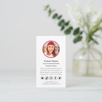 Modern Content Creator Social Media Influencer Business Card | Zazzle