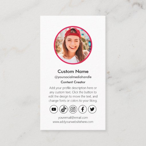 Modern Content Creator Social Media Influencer Business Card | Zazzle