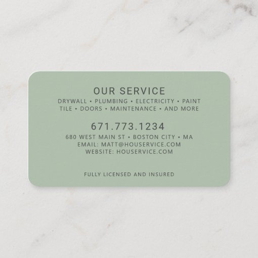 Modern Contractor Maintenance Service Business Card | Zazzle