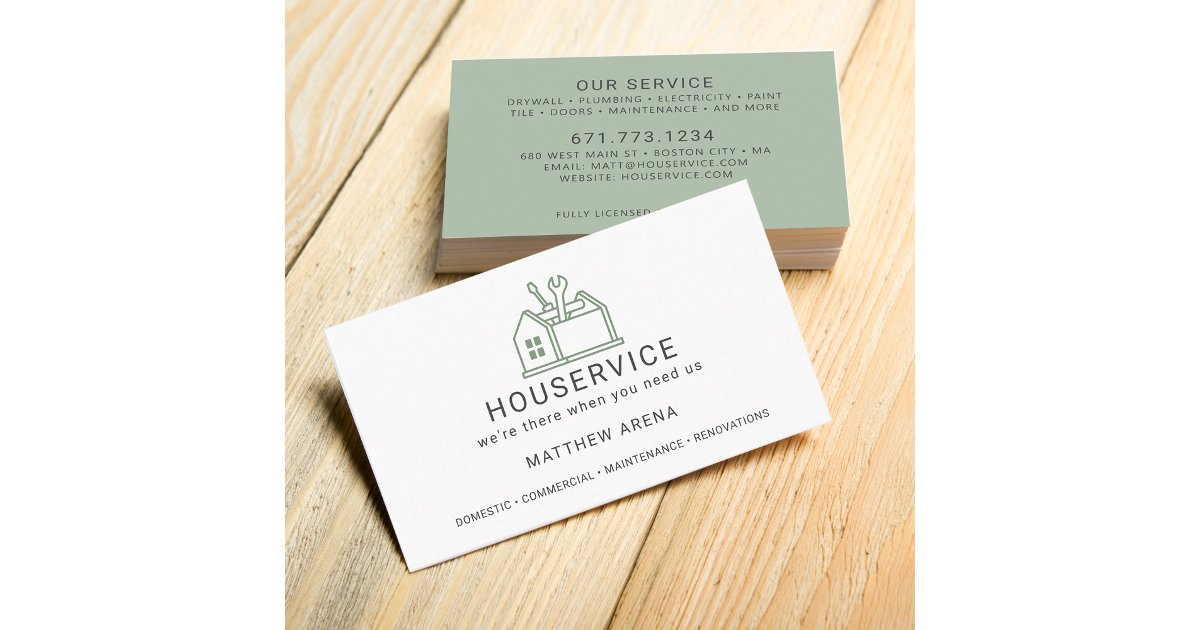 Modern Contractor Maintenance Service Business Card | Zazzle