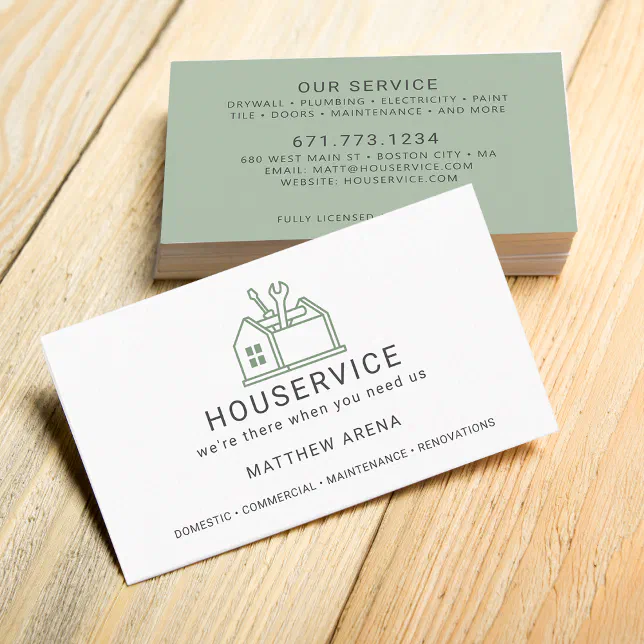 Modern Contractor Maintenance Service Business Card | Zazzle